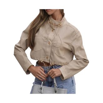 Fracomina Lederjacke - - Jackets - Damen - Beige - M