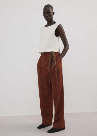 Mango Top brod&eacute; fleurs blanc cass&eacute; - Femme - XS - MANGO