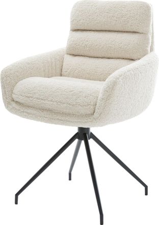 DELIFE Polsterstuhl Abelia-Flex mit Armlehnen Kreuzgestell konisch Schwarz Teddystoff Beige