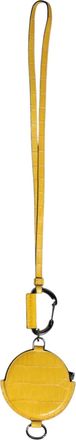 Dolce & Gabbana Mens Yellow Round Leather Dg Logo Coin Purse Lanyard Wallet Calf