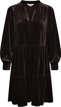 Part Two Part Two Damen Damenkleid aus Samt über Knielänge, Lange Ärmel, V-Notch Kleid, Maulwurf, Large