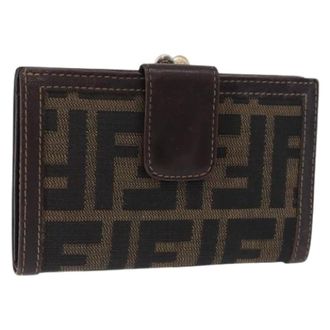 Fendi Portefeuille bifold Fendi Zucca usag&eacute; - Femme - Pre-owned - Brun - Taille: ONE Size