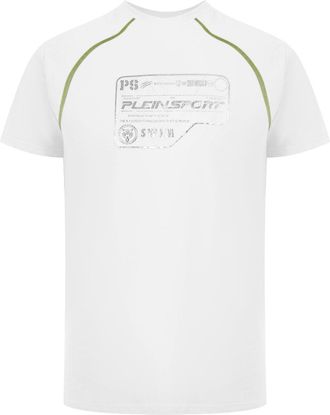 Plein Sport Performance Kurzarm-Logo-T-Shirt in Wei&szlig;