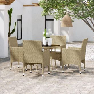 vidaXL 5-tlg. Garten-Essgruppe Poly Rattan Beige - Vidaxl