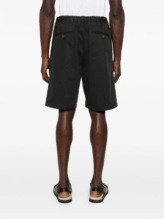 Myths Pleated Cotton-Tencel Shorts - Black
