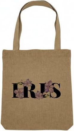 Fabulous Sac Shopping Tote Bag Aspect Lin - Iris Fleurs Minimaliste Chic Jardin Amour - Sac de Courses Toile Epaisse 360g Beige Naturel Cabas Port&eacute; Epaule Soli