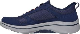 Skechers Homme Go Walk Arch Fit 2.0 Seared Basket, Navy and Orange Leather/Textile, 46 EU