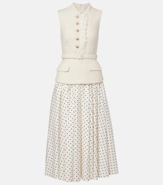 Self Portrait Midikleid mit Boucl&eacute; und Kristallen