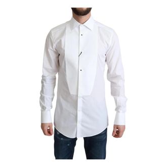 Dolce & Gabbana Klassisches Wei&szlig;es Bib Baumwoll Popeline Herrenhemd - - Shirts - Herren - Wei&szlig; - S