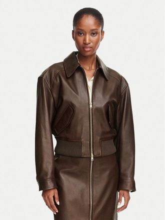HUGO BOSS Lederjacke Laceila 50563072 Braun Regular Fit