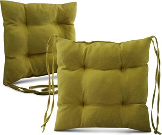 MG Design 2er-Set Stuhlkissen 40x40 cm grün - Stuhlkissen mit Bändern, Steppkissen, Bodenkissen - Sitzkissen für Gartenstuhl, für Indoor und Outdoor, Outdoor St