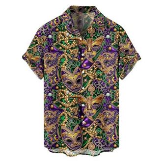 Generic Chemise hawa&iuml;enne amusante &agrave; manches courtes et boutonn&eacute;e pour homme - Style d&eacute;contract&eacute; - Pour la plage et l&eacute;t&eacute;, b-violet, 3XL