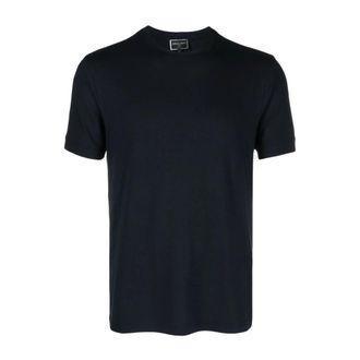 Giorgio Armani Schmal geschnittenes Rundhals-T-Shirt - - Tops - Herren - Blau - 3XL