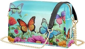 Mnsruu Sacs à bandoulière pour femme, sac à main en cuir avec fleurs et papillons