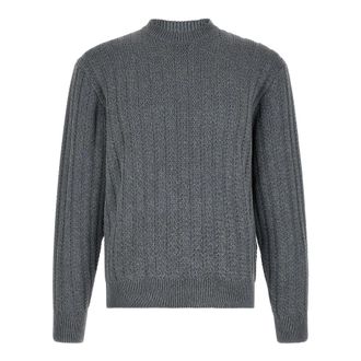 HUGO BOSS Homme, Pulls, Gris, Taille: M Tricot &agrave; col rond textur&eacute;