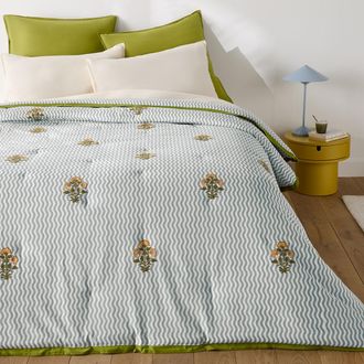 La Redoute Interieurs Couvre-lit Matelass&eacute; Imprim&eacute; Rayures Et Broderies Fleurs Coton Jani