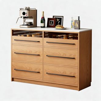 Generic Sideboard mit Mehreren Schubladen und Stauf&auml;chern, mit Einer Arbeitsplatte aus Stein, das als integrierte Einheit for die Essenszubereitung und die Au