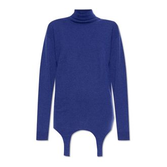 Saint Laurent Pullover mit Strapsdetails - - Knitwear - Damen - Blau - S
