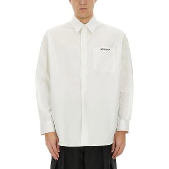 Off-white Logo Besticktes Hemd - - Shirts - Herren - Wei&szlig; - S
