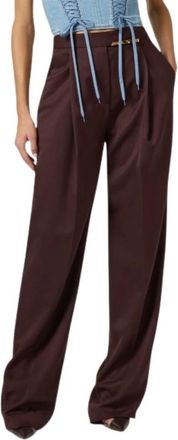 Elisabetta Franchi Femme, Pantalons, Brun, Taille: 40 FR Pantalon Tailleur &agrave; Plis sur le Devant