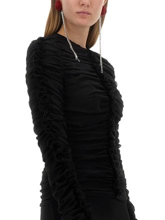 Magda Butrym Ruched Silk Blouse - Black