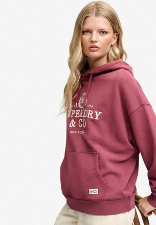 Superdry Kapuzensweatshirt Luxe Casual Emb Relaxed Hood Baumwolle, oversize
