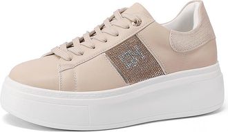 Queen Helena Sneakers Platform Turnschuhe mit Strass f&uuml;r Damen X32-9, beige, 38 EU