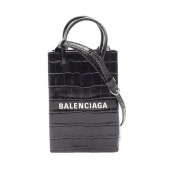 Balenciaga Pre-owned Shopping Phone Holder Sac bandouli&egrave;re en cuir 2 ways - Femme - Pre-owned - Noir - Taille: ONE Size