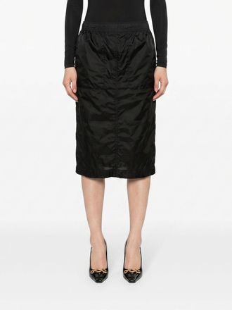 Saint Laurent Jupe crayon midi en nylon &agrave; taille mi-haute