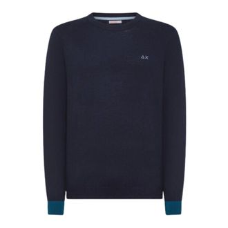 Sun 68 Homme, Pulls, Bleu, Taille: XL Pull Bleu avec D&eacute;tail Coude Rond