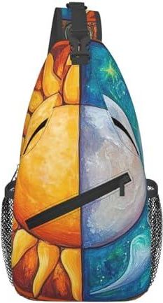 Generic Sac &agrave; bandouli&egrave;re orange soleil et lune hippie mandala sac &agrave; bandouli&egrave;re sac &agrave; dos de voyage sac &agrave; dos bandouli&egrave;re pour homme sac &agrave; dos de randonn&eacute;e s