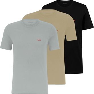 HUGO BOSS 3er Pack Herren T-Shirts Kurzarmshirts Cotton Crew-Neck, Farbe:Mehrfarbig, Größe:L, Artikel:-984 Black/beige/Grey