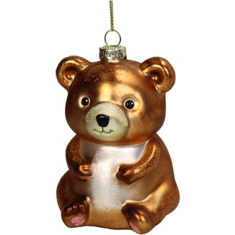 HD Collection Christbaumschmuck Glas 10,4cm - Teddyb&auml;r Aufh&auml;ngen - Weihnachtsbaum Anh&auml;nger f&uuml;r Weihnachten - Christbaumanh&auml;nger & Weihnachtsbaumschmuck - Braun