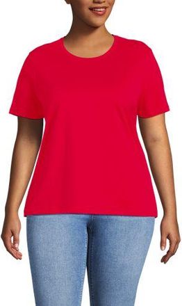 Lands End Supima Kurzarm-Shirt mit rundem Ausschnitt, Damen, Größe:48-50 plus, Pink, Baumwolle, by Lands End