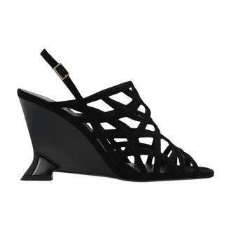 Balmain Keilabsatz-Sandale mit K&auml;figdesign - - Shoes - Damen - Schwarzk - 36 EU