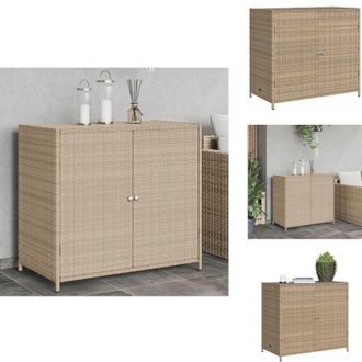 vidaXL Gartenschrank Beige 83x45x76 cm Poly Rattan - Outdoor-Schrank - Gartenschrank - Stauraum - Rattan Gartenm&ouml;bel - Gartenaufbewahrung