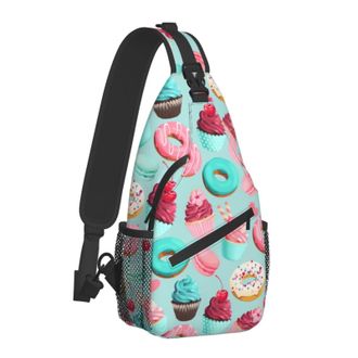 AOOEDM Rosa und blaugrüne Süßigkeiten Donuts Umhängetasche für Damen und Herren, Crossbody-Schultertaschen, lässiger Sling-Rucksack, Brusttasche, Reisen, Wan