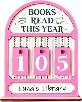 Generic Buchz&auml;hler f&uuml;r das Lesen,Tischdekoration Aus Holz - Schild zum Z&auml;hlen gelesener B&uuml;cher | F&uuml;r Arbeitsplatz Homeoffice B&uuml;cherregal Wohnzimmer