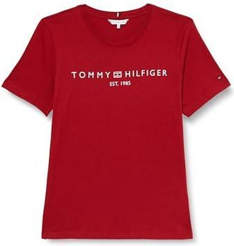 Tommy Hilfiger Femme T-Shirt Manches Courtes Encolure Ronde, Rouge (Dark Magma), XS