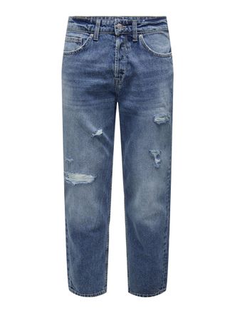 Only & Sons Herren Onsavi Crop Mid. Blue 4381 Jeans Pants, Medium Blue Denim, 28W / 32L EU