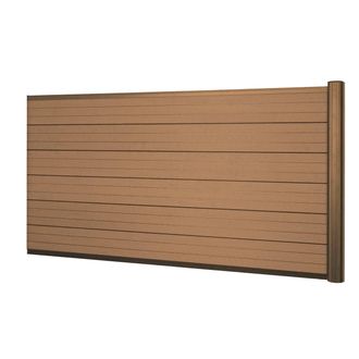 Mendler WPC-Sichtschutz Sarthe, Windschutz Zaun, Alu-Pfosten Erweiterungselement niedrig, 1,85m - Teak