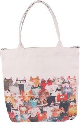 Garneck Paquet en Toile Imprim&eacute; Chat pour Fille Paquet Bandouli&egrave;re D&eacute;contract&eacute; 1 Pi&egrave;ce Motif Chat Adorable Grand Format L&eacute;ger et R&eacute;sistant Shopping Voyage et 