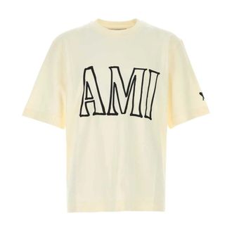 Ami Homme, Tops, Beige, Taille: 2XL Boxy Fit Short Sleeves Teeshirt