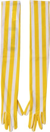 Dolce & Gabbana Yellow White Stripes Nylon Elbow Length Women Gloves Elastane