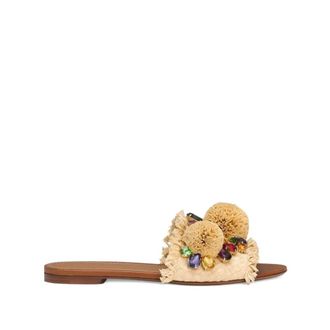 Dolce & Gabbana Femme, Chaussures, Beige, Taille: 36 EU Braided Slipper with Fringes