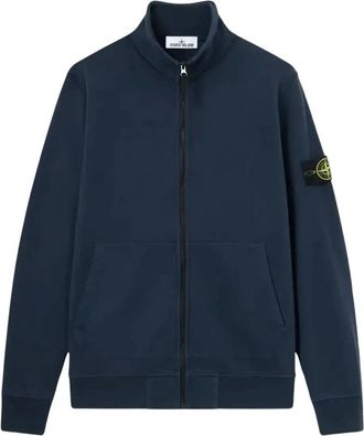 Stone Island Baumwollfleece-Sweatshirt mit Rei&szlig;verschluss - - Sweatshirts & Hoodies - Herren - Blau - 2XL