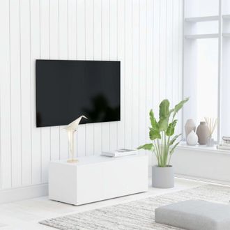 vidaXL Meuble tv Blanc 80x34x30 cm Bois ding&eacute;nierie Vidaxl