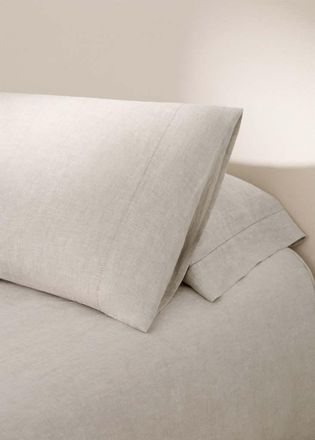 Mango Taie doreiller lin lav&eacute; ajour&eacute; 50x75 cm beige - Home - 50x75cm - MANGO HOME