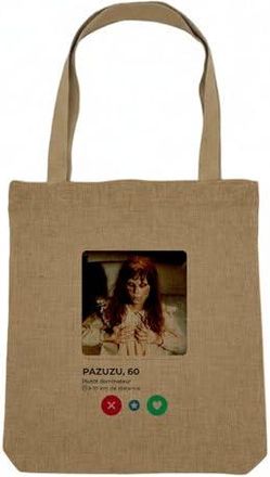 Fabulous Sac Shopping Tote Bag Aspect Lin - Pazuzu Exorciste Horreur Film R&eacute;seau Social Rencontre Amour - Sac de Courses Toile Epaisse 360g Beige Naturel Cabas