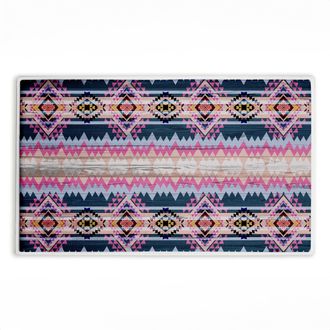 Stupell Industries Boho-Bodenmatte, geometrisch, rosa und blau, Bedruckt, Plüsch, Design von Jennifer Ellory, 76,2 x 0,8 x 45,7 cm